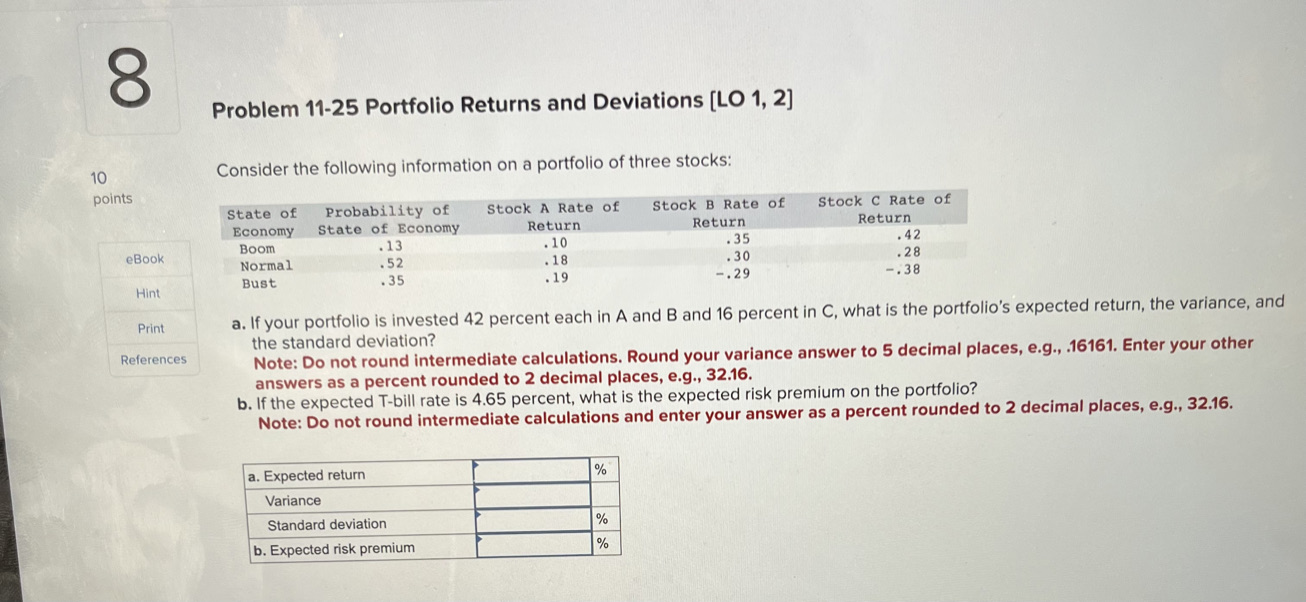 Solved Problem 11-25 Portfolio Returns and Deviations [LO 1, | Chegg.com