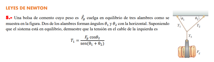 Solved LEYES DE NEWTON5.- ﻿Una bolsa de cemento cuyo peso es | Chegg.com