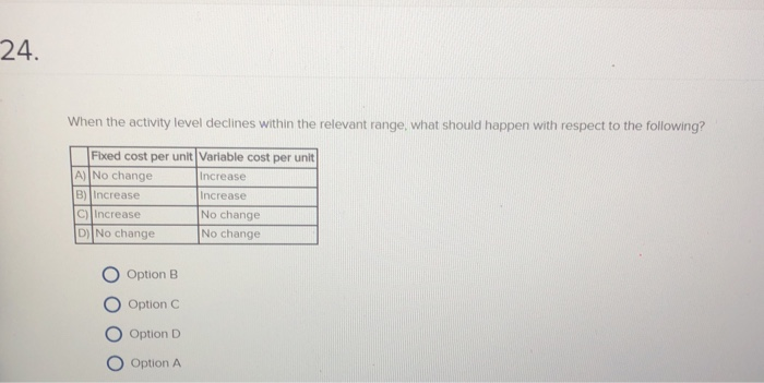 Solved 24. When the activity level declines within the | Chegg.com