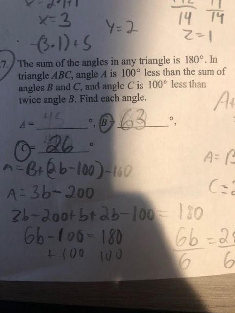 Solved the sum of the angles in any triangle is 180 degrees. | Chegg.com