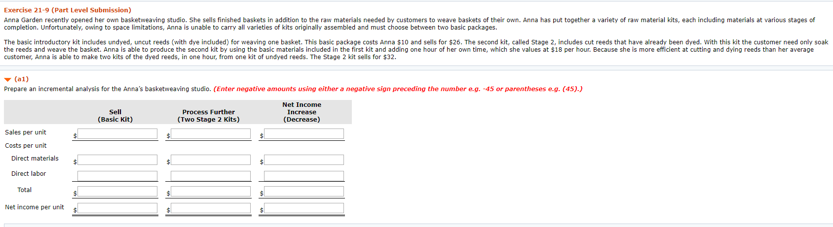 Solved Exercise 21-9 (Part Level Submission) Anna Garden | Chegg.com