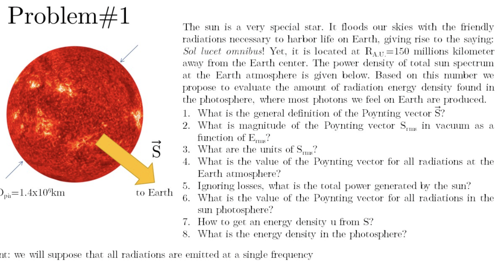 Solved Problem#1 The sun is a very special star. It floods | Chegg.com