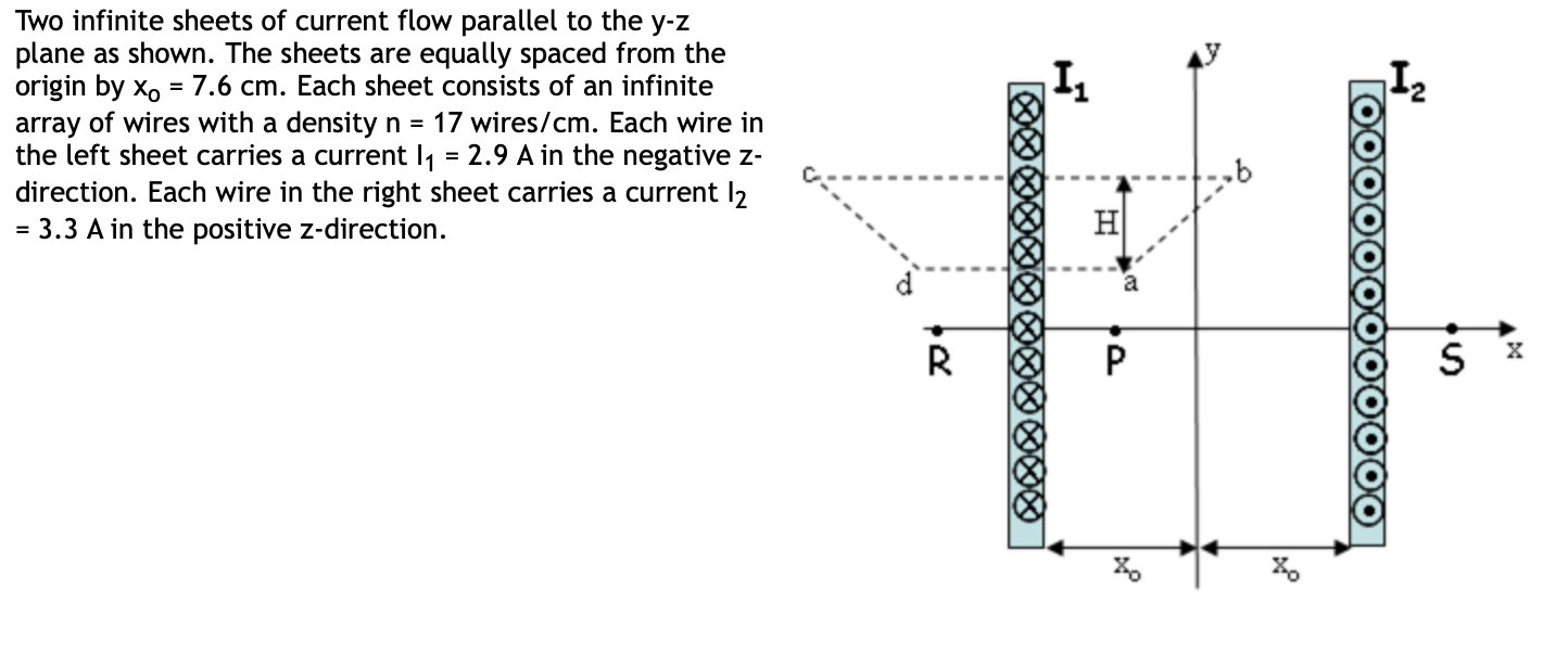 Solved 11 I2 Two infinite sheets of current flow parallel to | Chegg.com