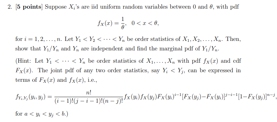Solved [5 points] Suppose Xi 's are iid uniform random | Chegg.com