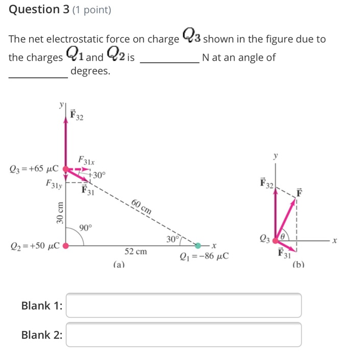 Solved Question 3 (1 point) The net electrostatic force on | Chegg.com