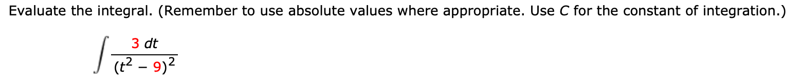 Solved Evaluate the integral. (Remember to use absolute | Chegg.com