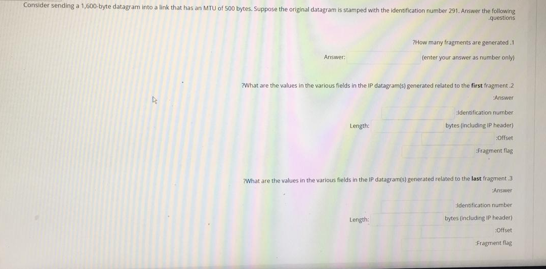 Solved Consider sending a 1,600-byte datagram into a link | Chegg.com