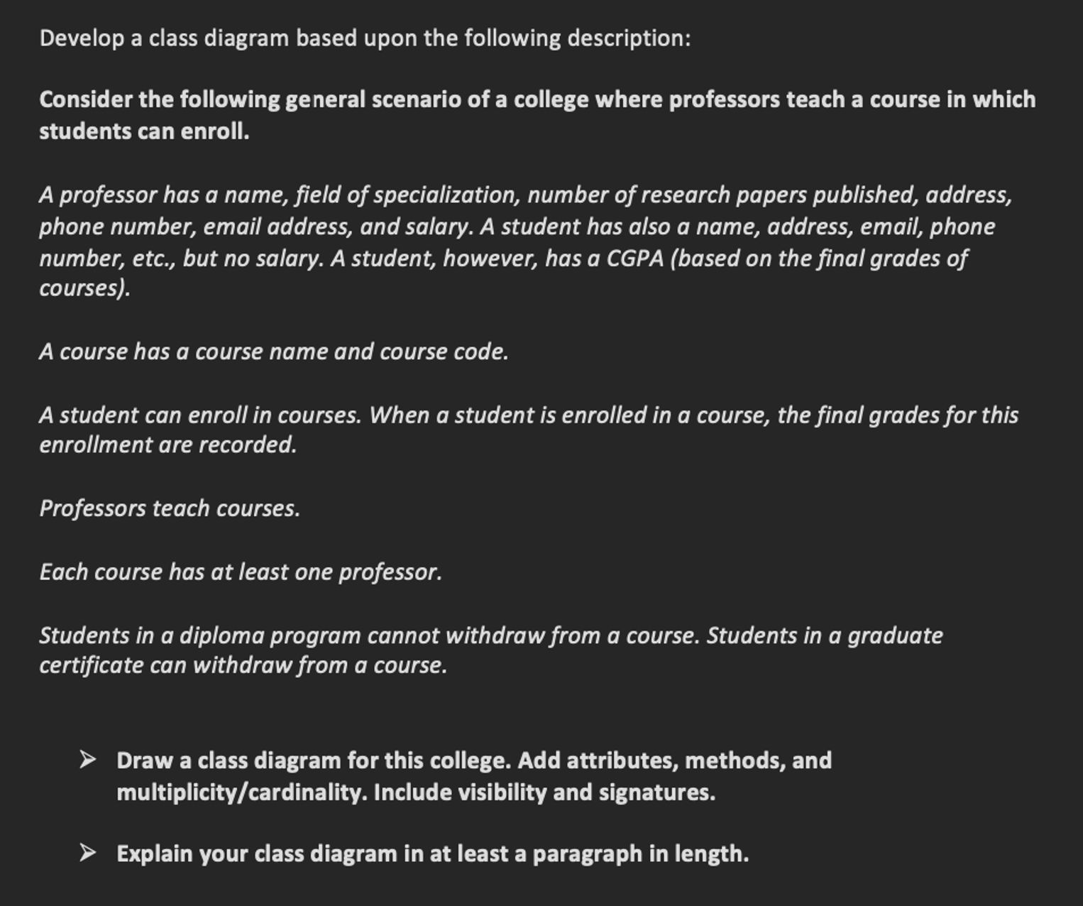 Solved please make a class diagram modelingDevelop a class | Chegg.com