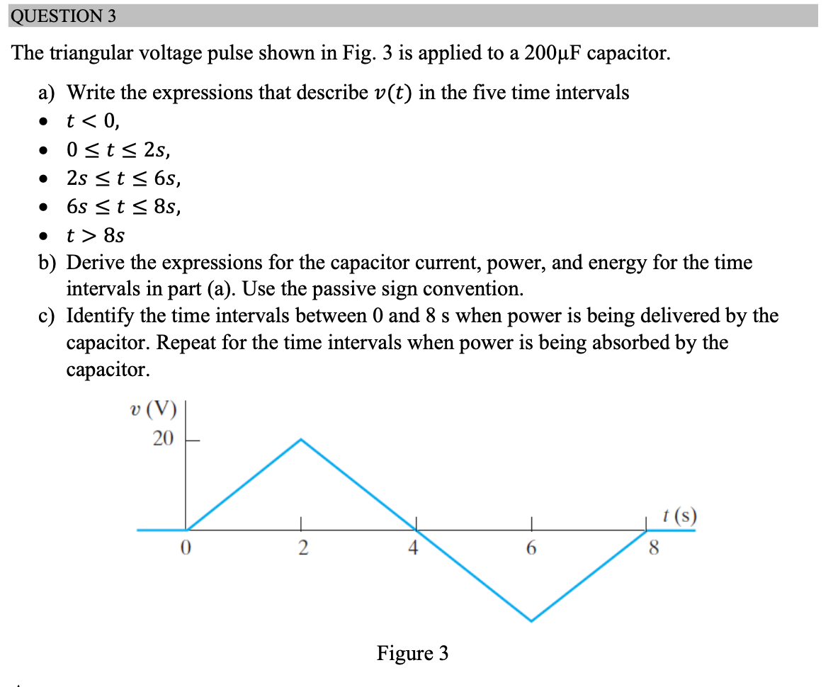 Solved QUESTION 3 . . The triangular voltage pulse shown in | Chegg.com