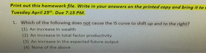Solved Which of the following does not cause the IS curve to | Chegg.com