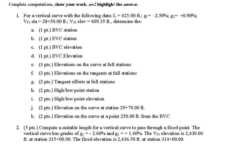 Solved Complete computations, show your work. an: highligh t | Chegg.com