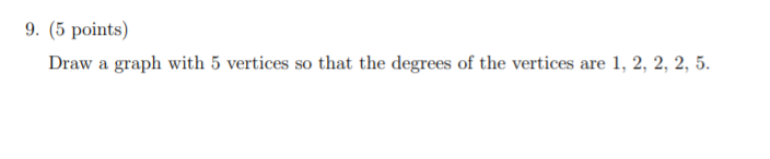 Solved 9. (5 points) Draw a graph with 5 vertices so that | Chegg.com