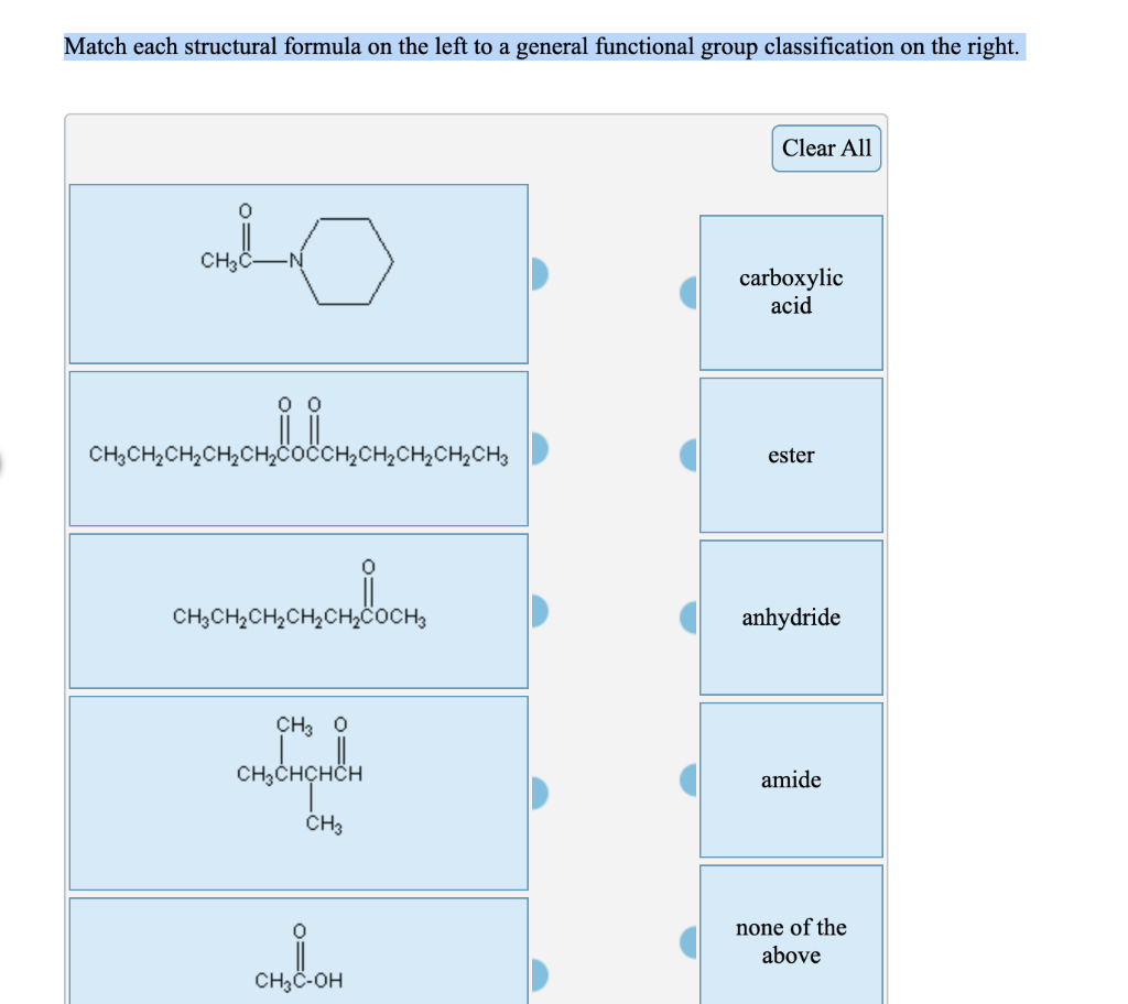 Solved Match each structural formula on the left to a | Chegg.com