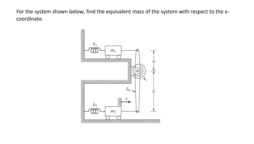 Solved For the system shown below, find the equivalent mass | Chegg.com