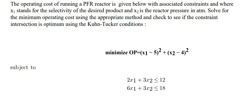 Solved Optimisation for engineering with reactor. Minimise | Chegg.com