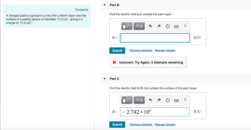 Solved Part B Constants Find the electric field just outside | Chegg.com