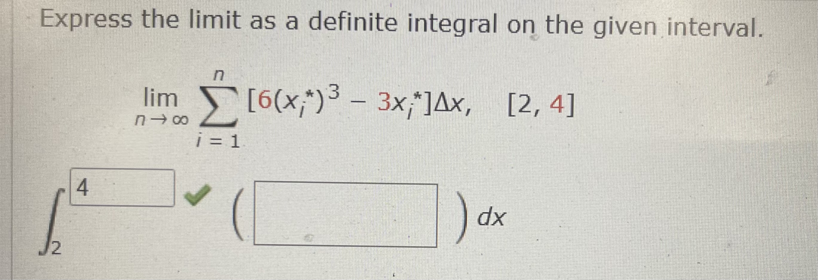 Solved Express the limit as a definite integral on the given | Chegg.com