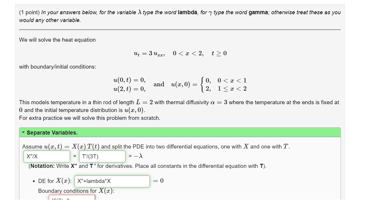 Solved We will solve the heat equation ut=3uxx,0