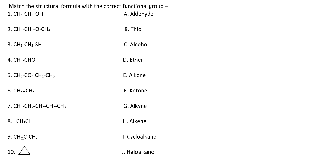 Solved Match the structural formula with the correct | Chegg.com