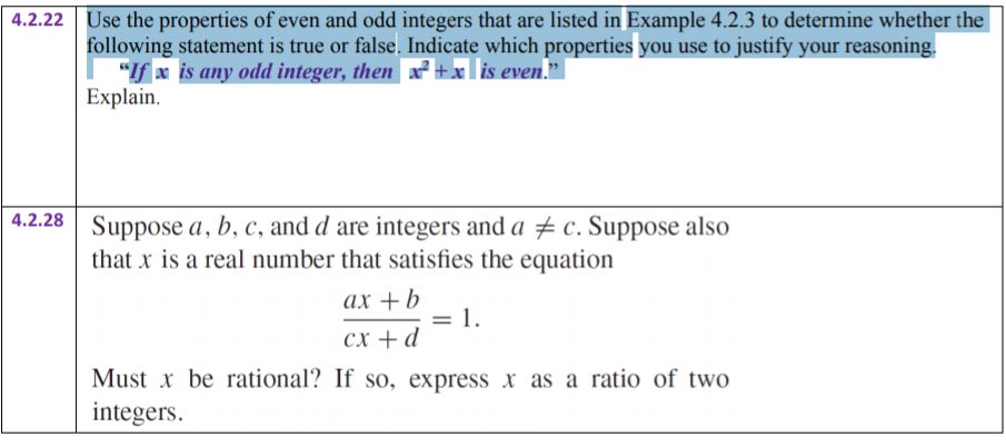 Solved 4.2.22 Use the properties of even and odd integers | Chegg.com