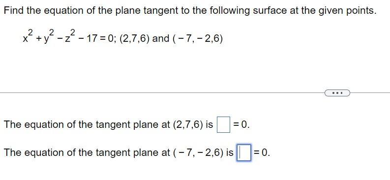 Solved Find the equation of the plane tangent to the | Chegg.com
