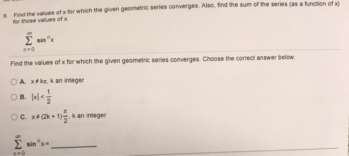 Solved 9. Find the values of x for which the given geometric | Chegg.com