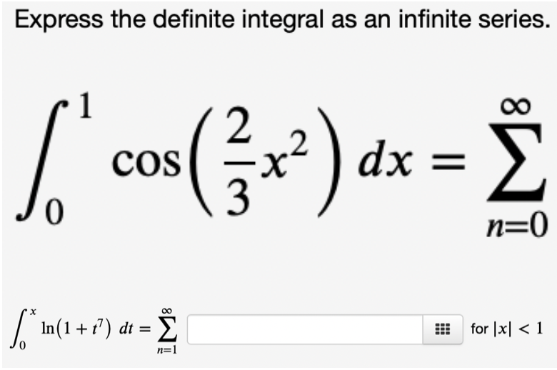 Solved Express the definite integral as an infinite series. | Chegg.com