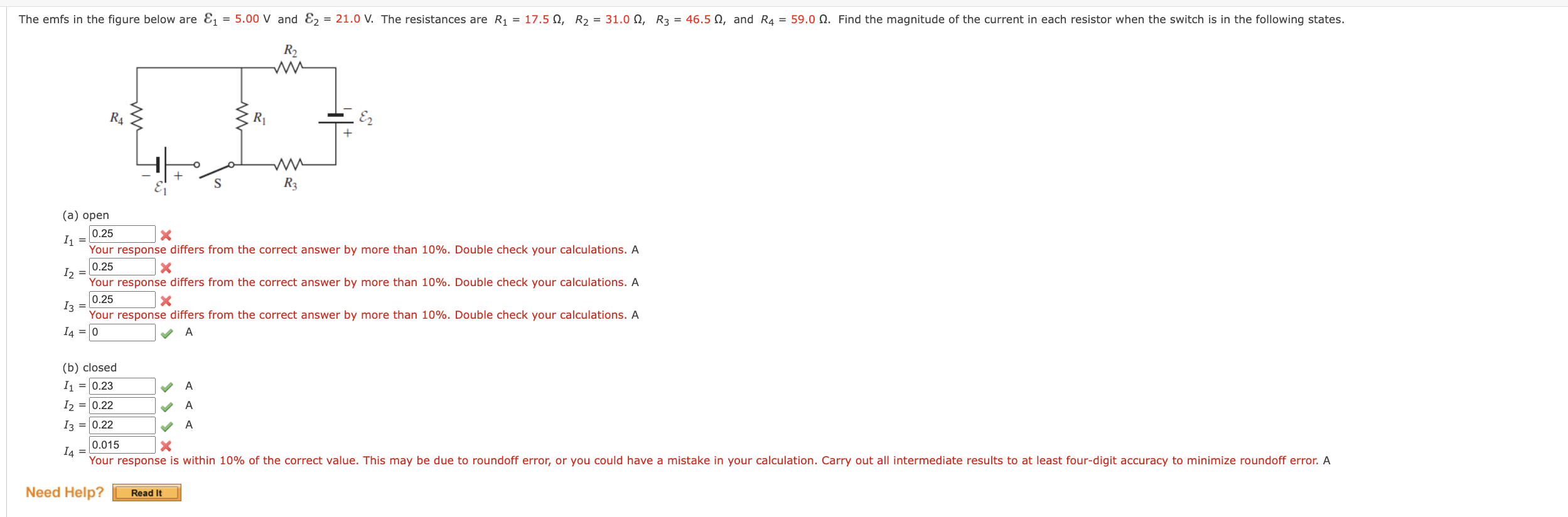 Solved (a) open Your response differs from the correct | Chegg.com