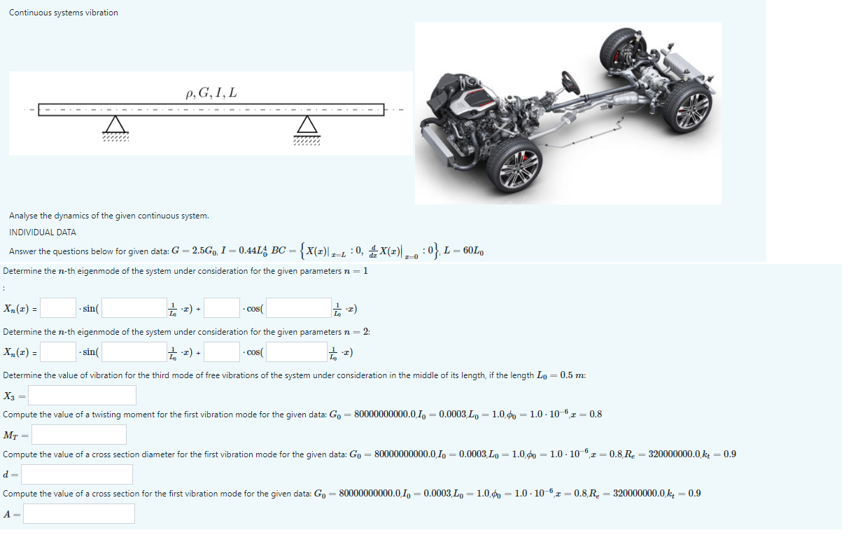 Solved Continuous systems vibration Analyse the dynamics of | Chegg.com