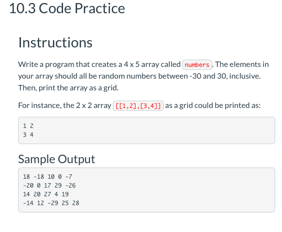 10.3 Code Practice Instructions Write a program that | Chegg.com