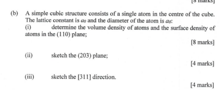 Solved (b) A simple cubic structure consists of a single | Chegg.com