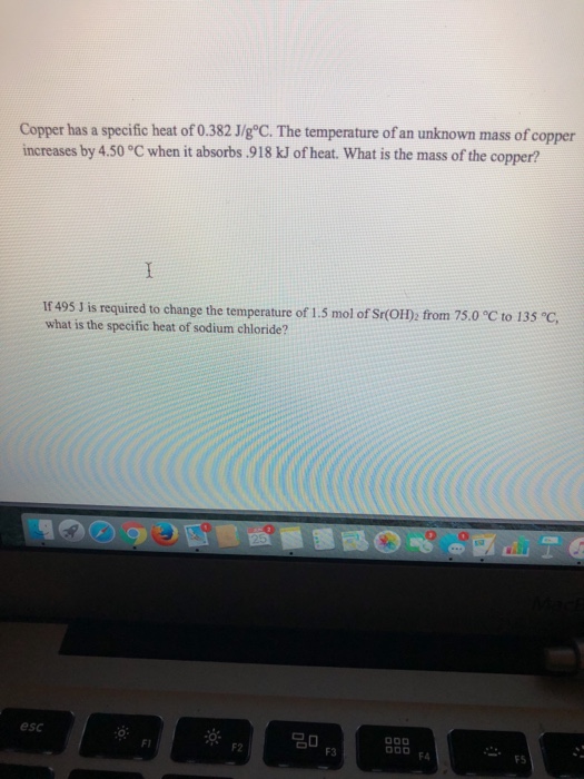 Solved Copper has a specific heat of 0.382 J/g C. The | Chegg.com