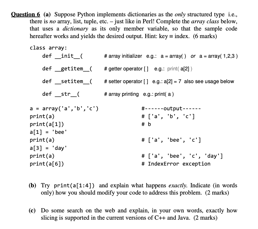 Solved Question 6 (a) Suppose Python implements dictionaries | Chegg.com