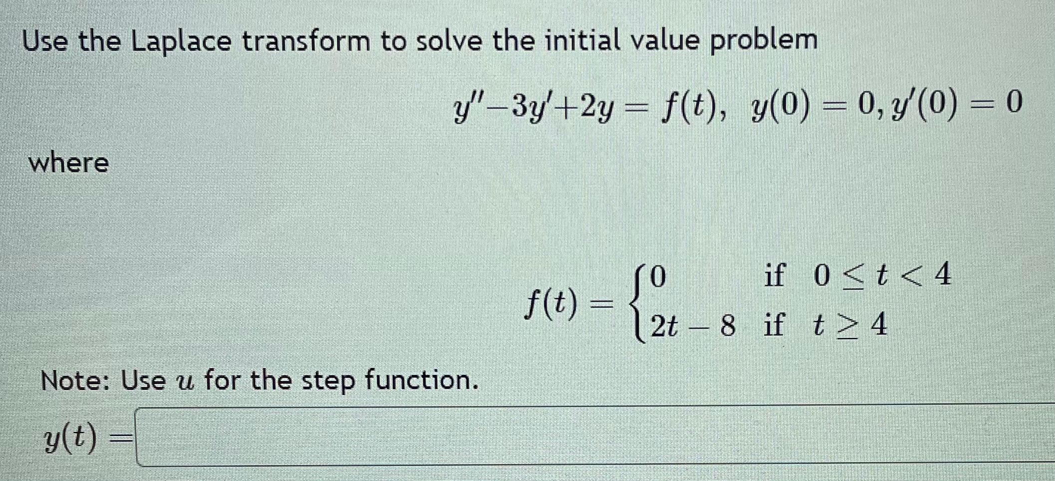 Solved Use the Laplace transform to solve the initial value | Chegg.com