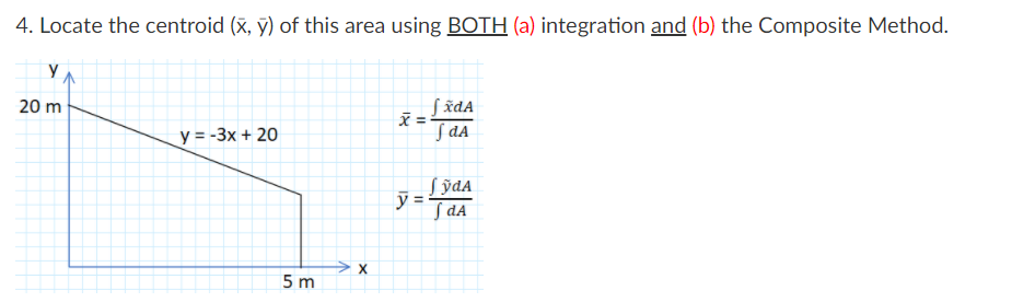 Solved 4. Locate the centroid (x, ) of this area using BOTH | Chegg.com