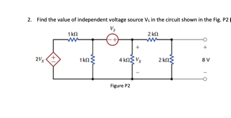 Solved 2. Find the value of independent voltage source Vs in | Chegg.com