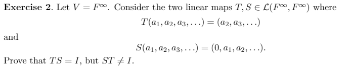 Solved Exercise 2. Let V = 7°. Consider the two linear maps | Chegg.com