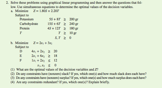 Solved 2. Solve these problems using graphical linear | Chegg.com