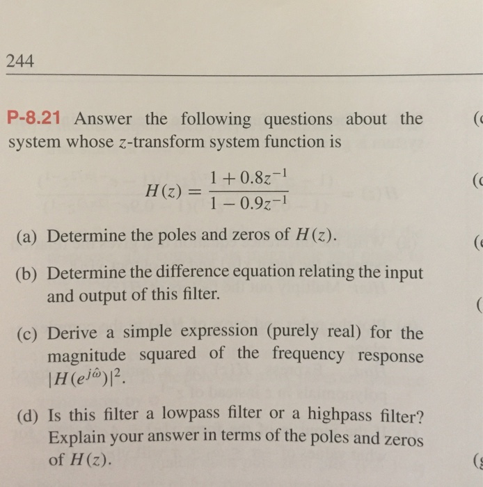 Solved 244 P-8.21 Answer the following questions about the | Chegg.com