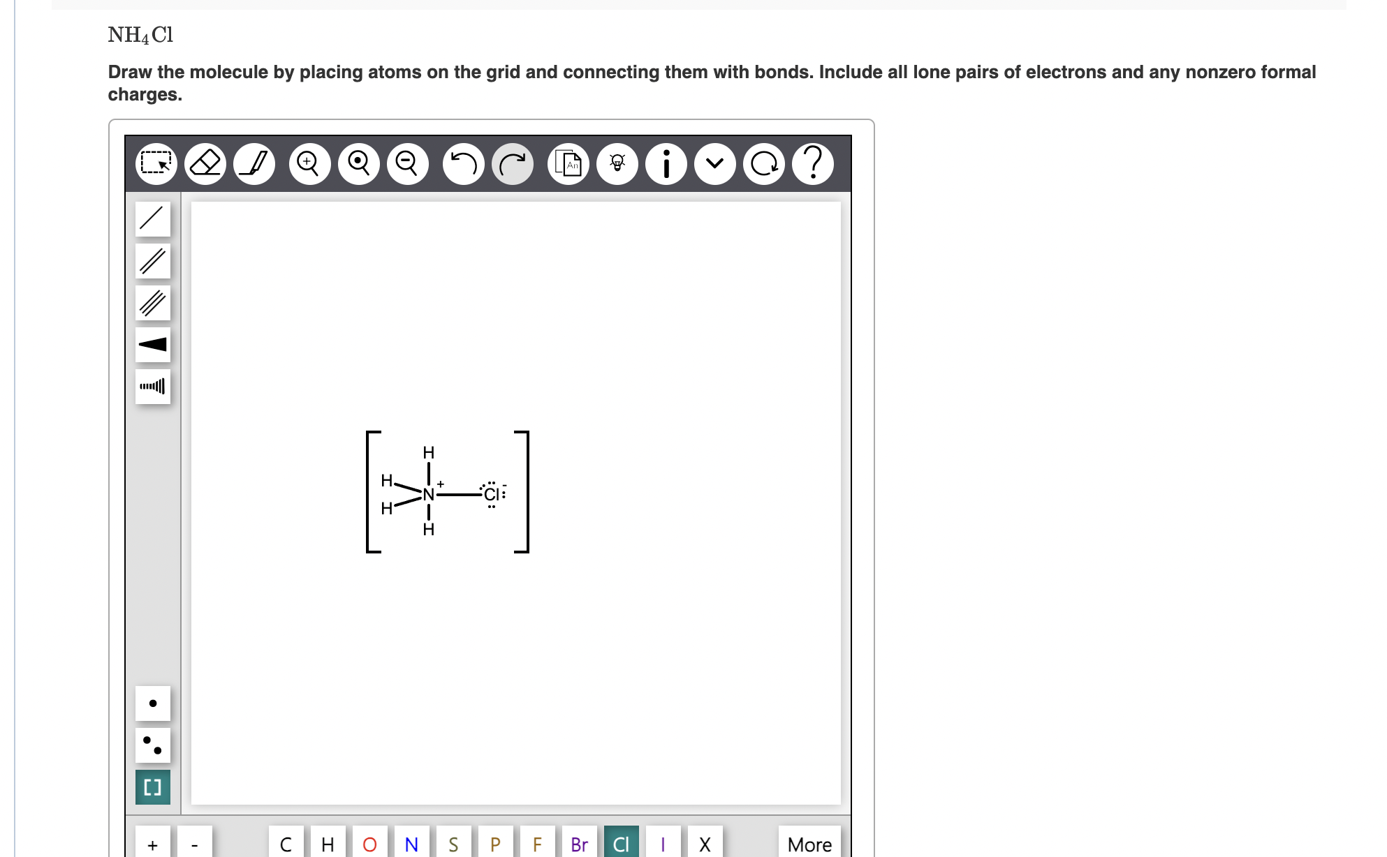 Solved NH4ClDraw the molecule by placing atoms on the grid | Chegg.com