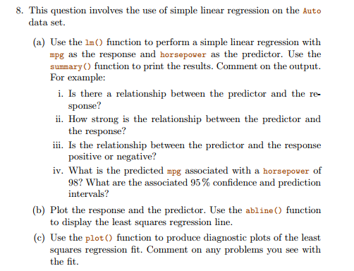 Solved 3. Linear Regression ii. For a fixed value of IQ and | Chegg.com