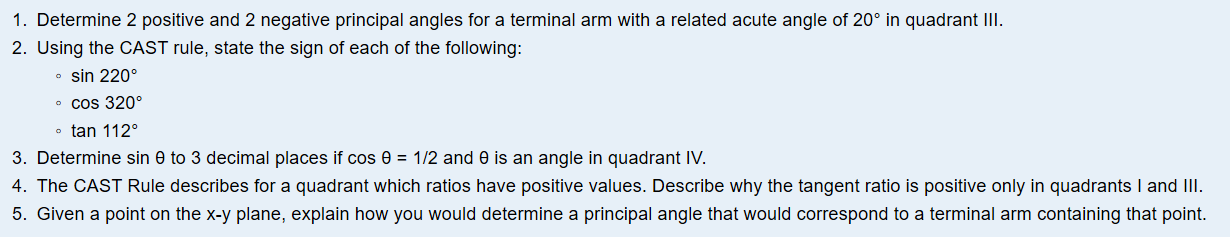 Solved 1. Determine 2 positive and 2 negative principal | Chegg.com