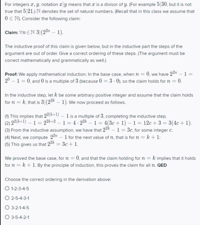 Solved For integers x, y, notation x y means that x is a | Chegg.com