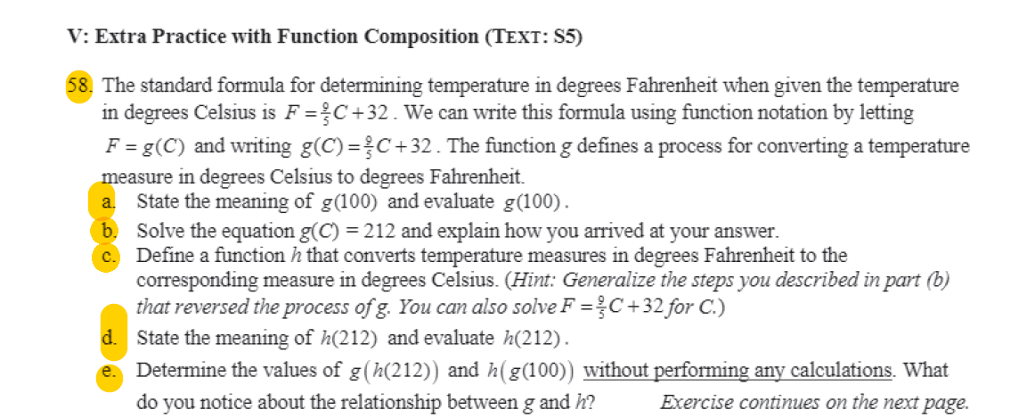 Solved V: Extra Practice with Function Composition (TEXT: | Chegg.com