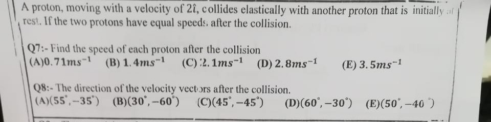Solved A Proton Moving With A Velocity Of 21 Collides