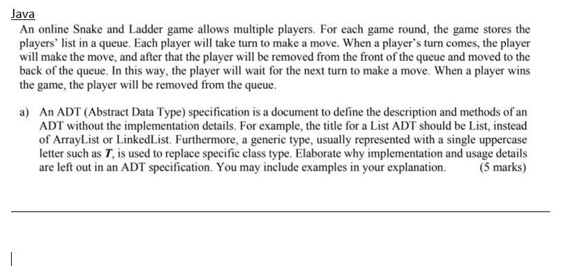 Java An online Snake and Ladder game allows multiple | Chegg.com