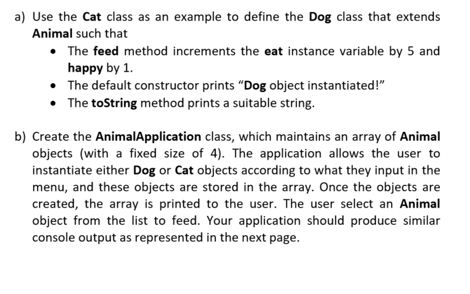 Solved Exercise 1: The Animal Hierarchy Create the Animal | Chegg.com