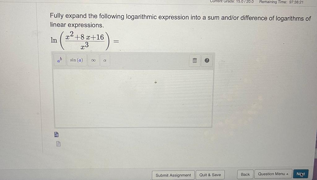 Solved Fully expand the following logarithmic expression | Chegg.com Solved Fully expand the following logarithmic expression | Chegg.com