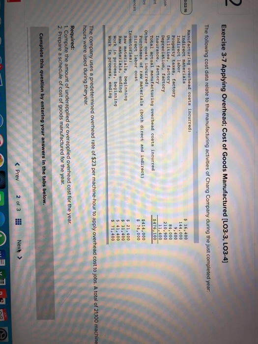 Solved Exercise 3-7 Applying Overhead; Cost of Goods | Chegg.com