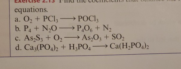 Solved Ассс. ІІ ПІС СПе Сосноос equations. a. O2 + PCI- | Chegg.com